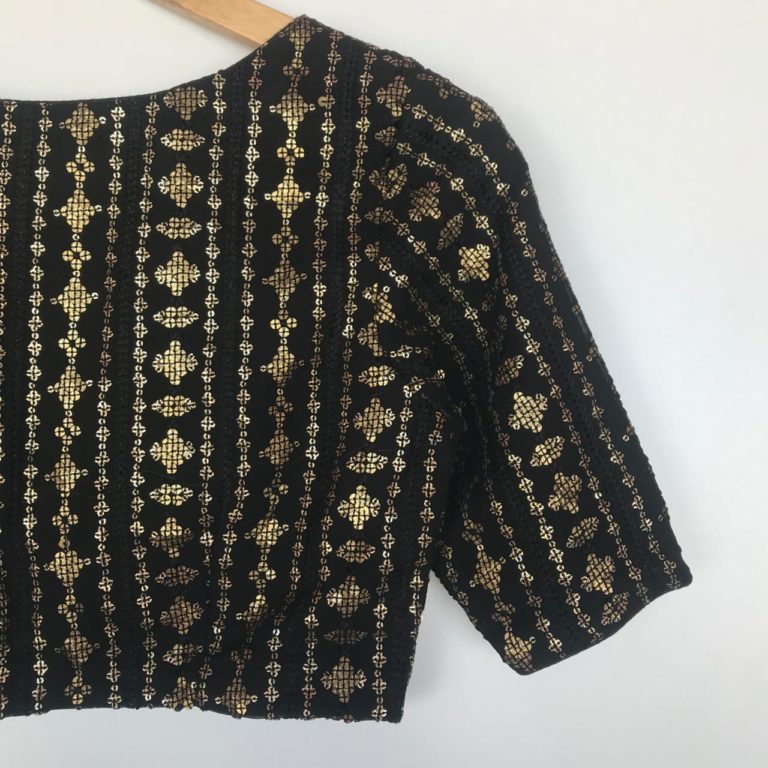Black Georgette Blouse with Sequins Embroidered all over