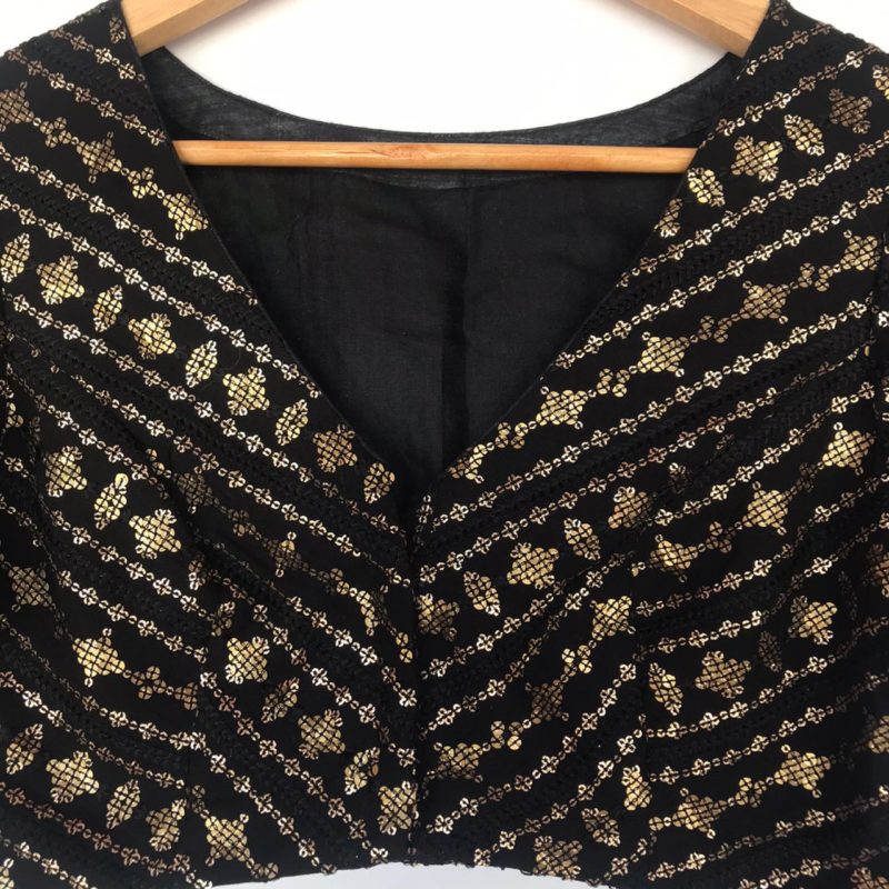 Black Georgette Blouse with Sequins Embroidered all over