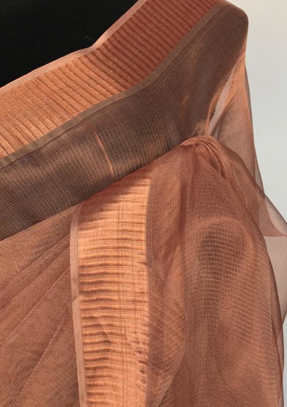 Copper Tissue Silk Saree with Copper Zari Weaves | Mirra clothing