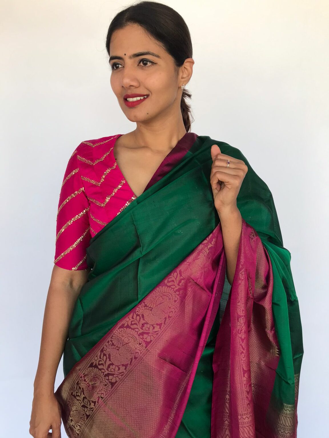 Latest Rani Pink Raw Silk Blouse Online | Mirra Clothing