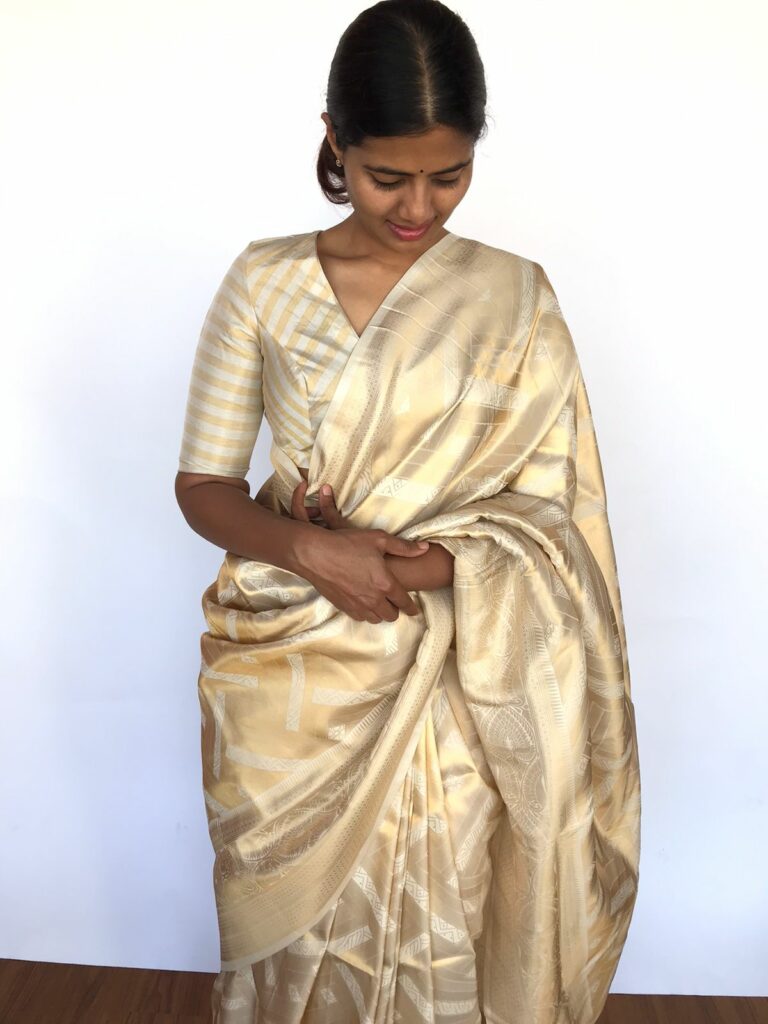 Buy Gold Chanderi Silk Blouse Online | Mirra Clothing