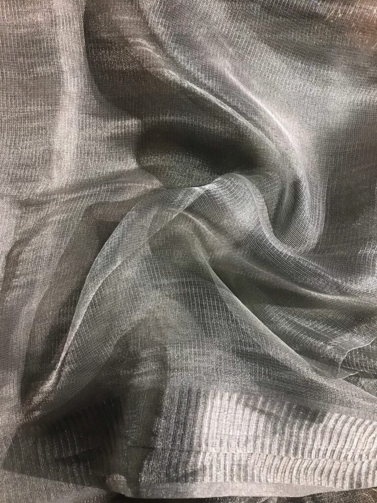 Silver Tissue Silk Saree with Self designed Border - Mirra Clothing