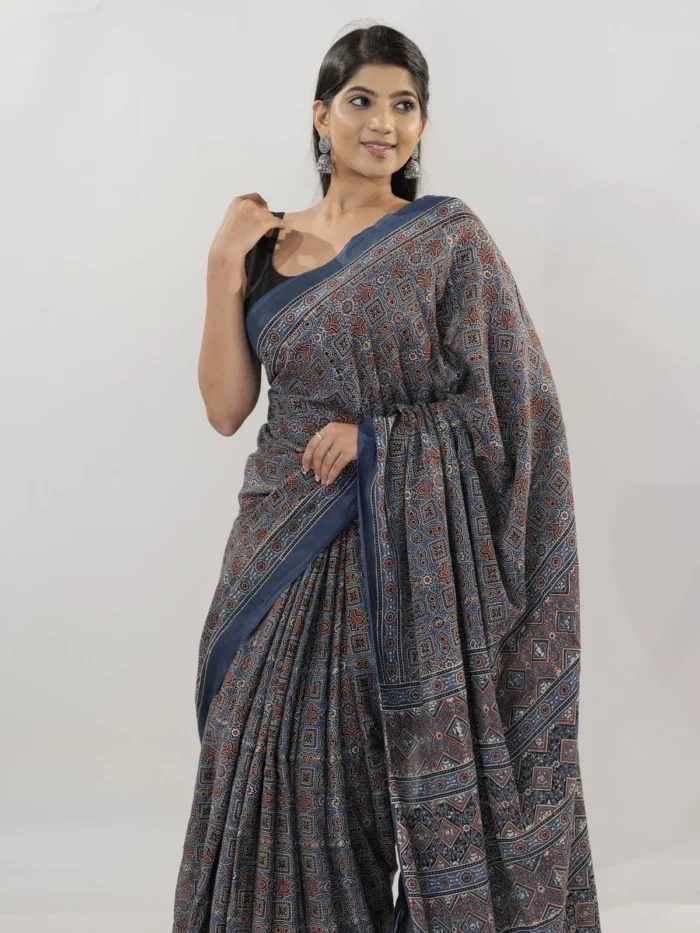 Ajrakh Sarees Online | Buy Ajrakh Print Sarees at Best Price