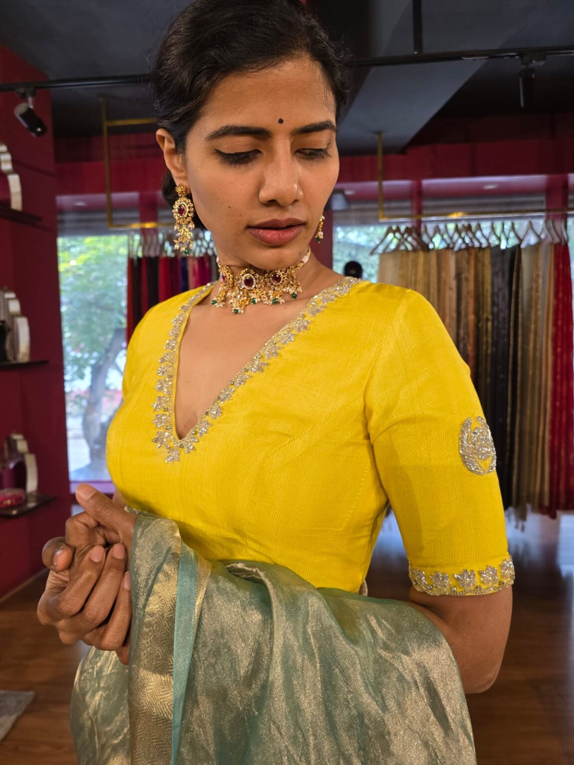 Buy Lemon Yellow Silk Blouse Online - Mirra Clothing